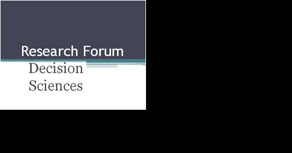 Decision Sciences Research Forum | Decision Sciences Collaborative